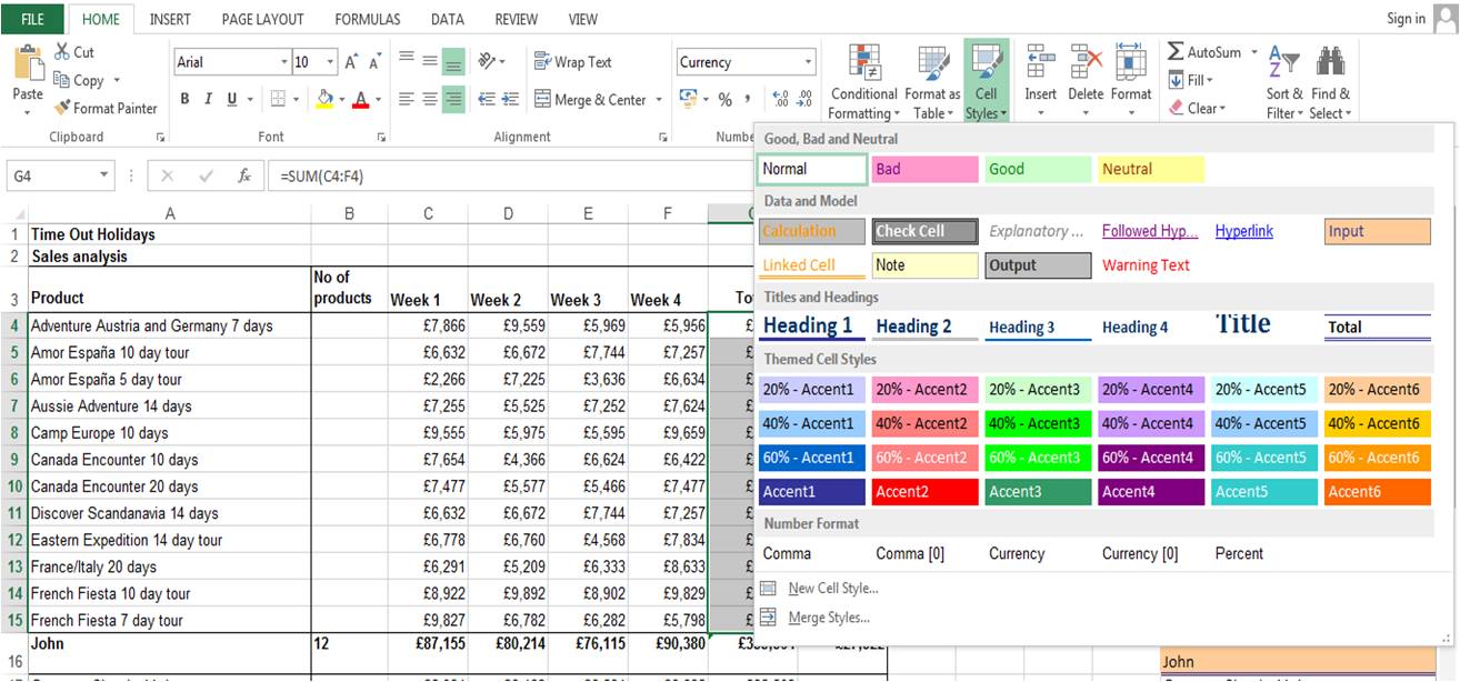 Using The Total Cell Style In Excel