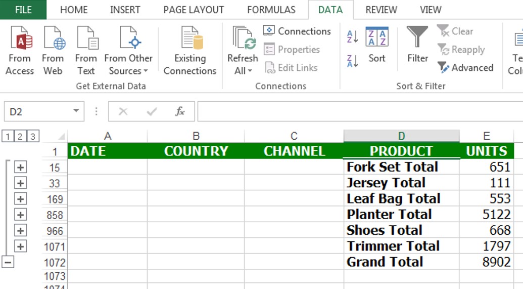 Using Subtotal In Excel