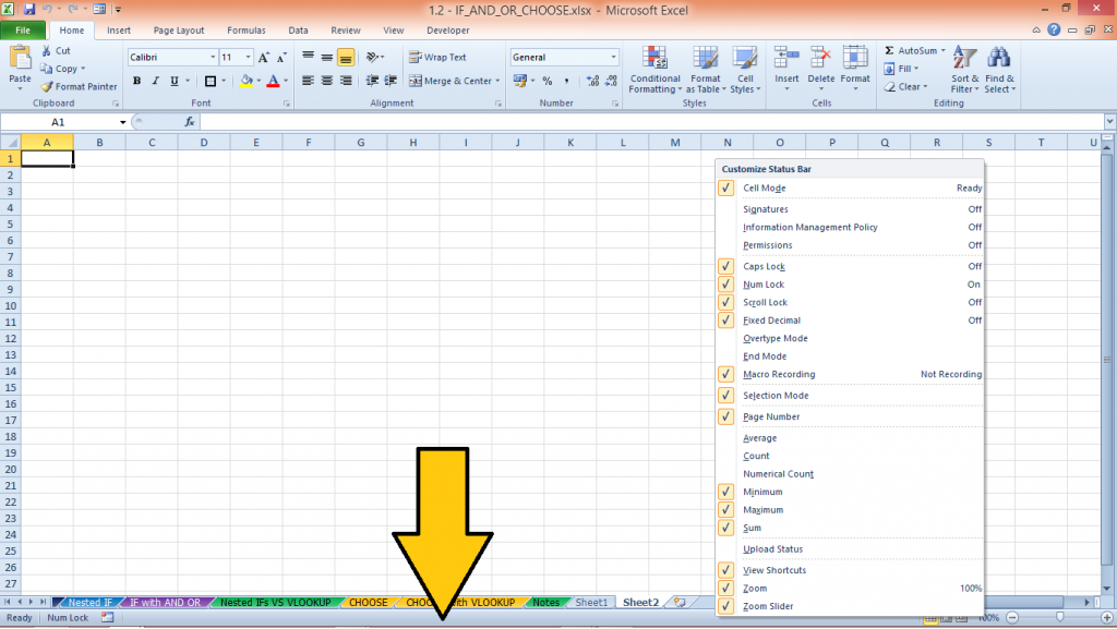 The Excel Status Bar
