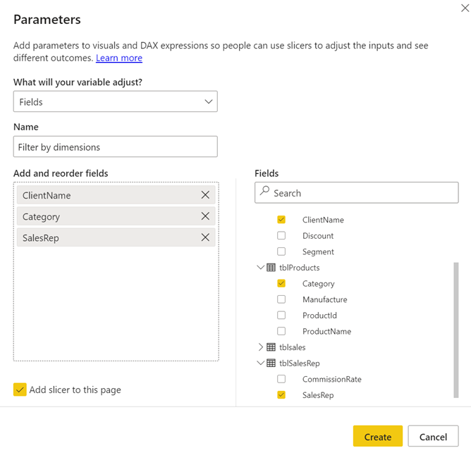 Create Field Parameters in Power BI