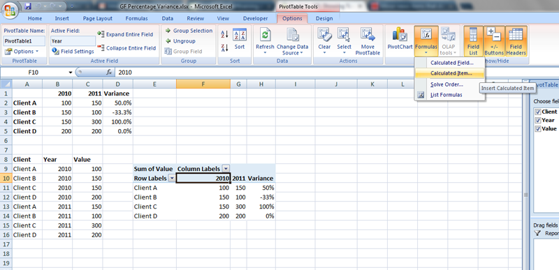 Showing Variance For Data In Excel Or Pivot Table Forum